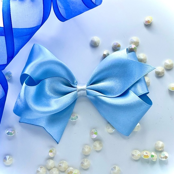 Accessories | Satin Baby Blue Cinderella Hair Bow | Poshmark